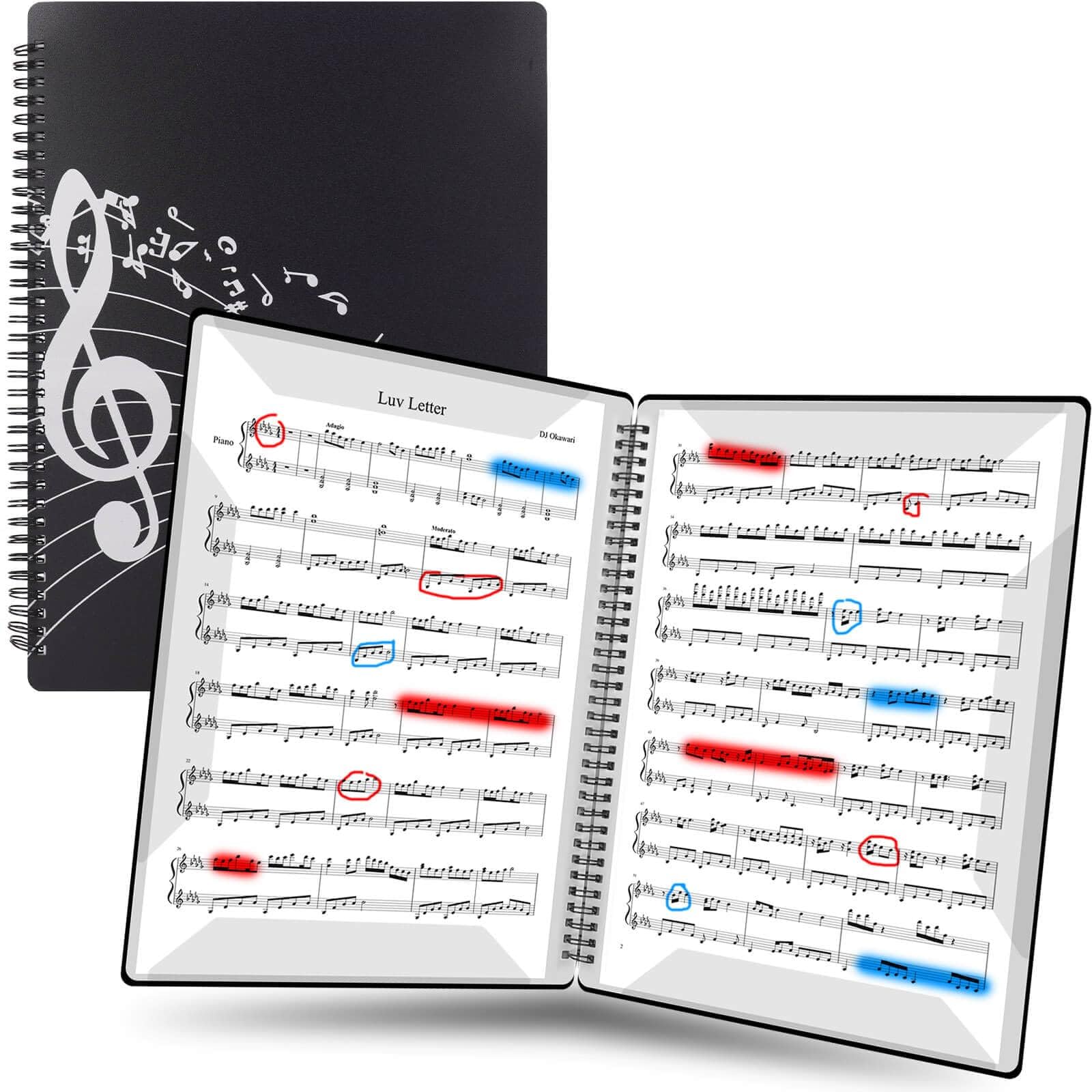 Uineeoor Sheet Music Folder, Premium Double Side Writable Spiral Binder ...