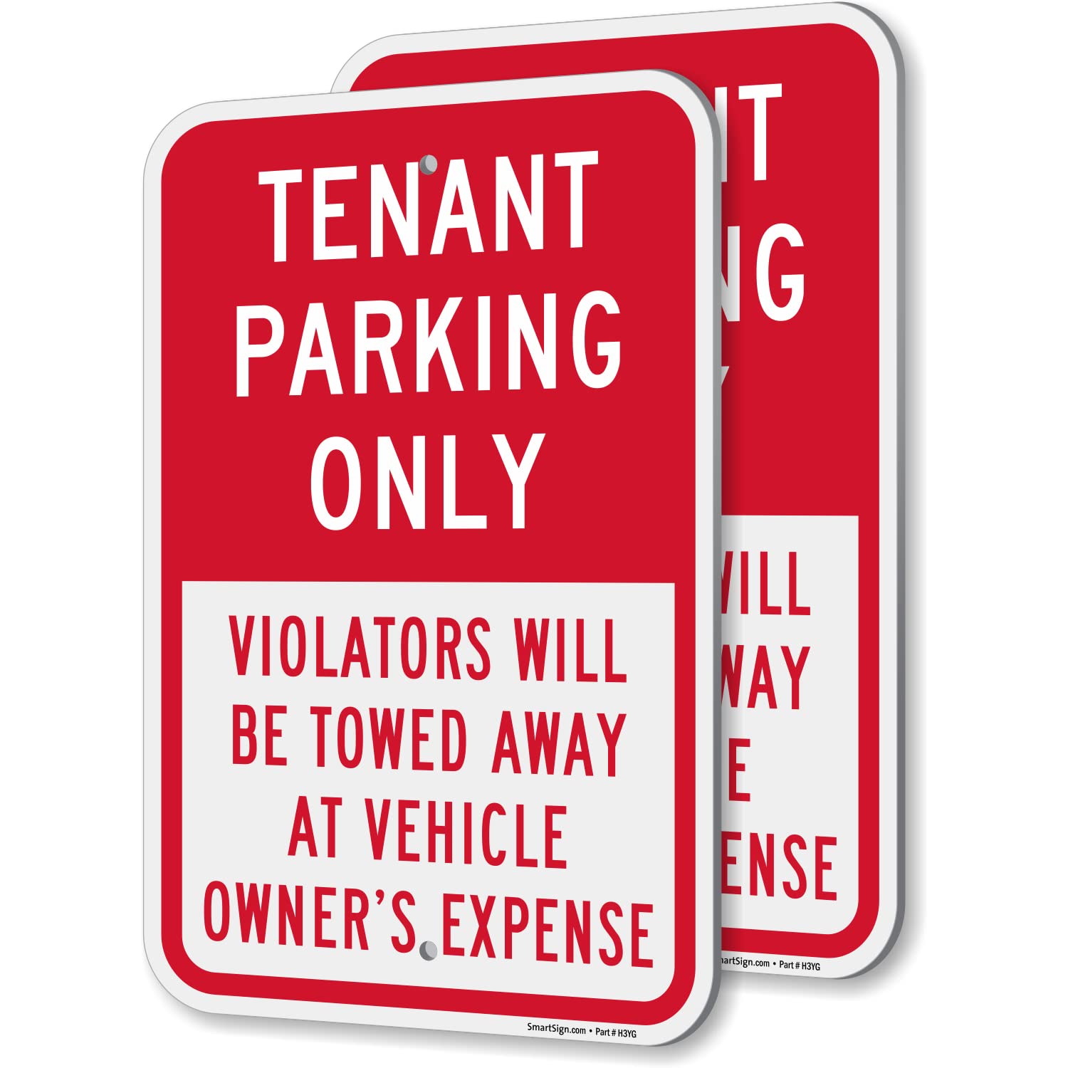 SmartSign Tenant Parking Only Sign - 2 Pack, Violators Towed At Vehicle ...