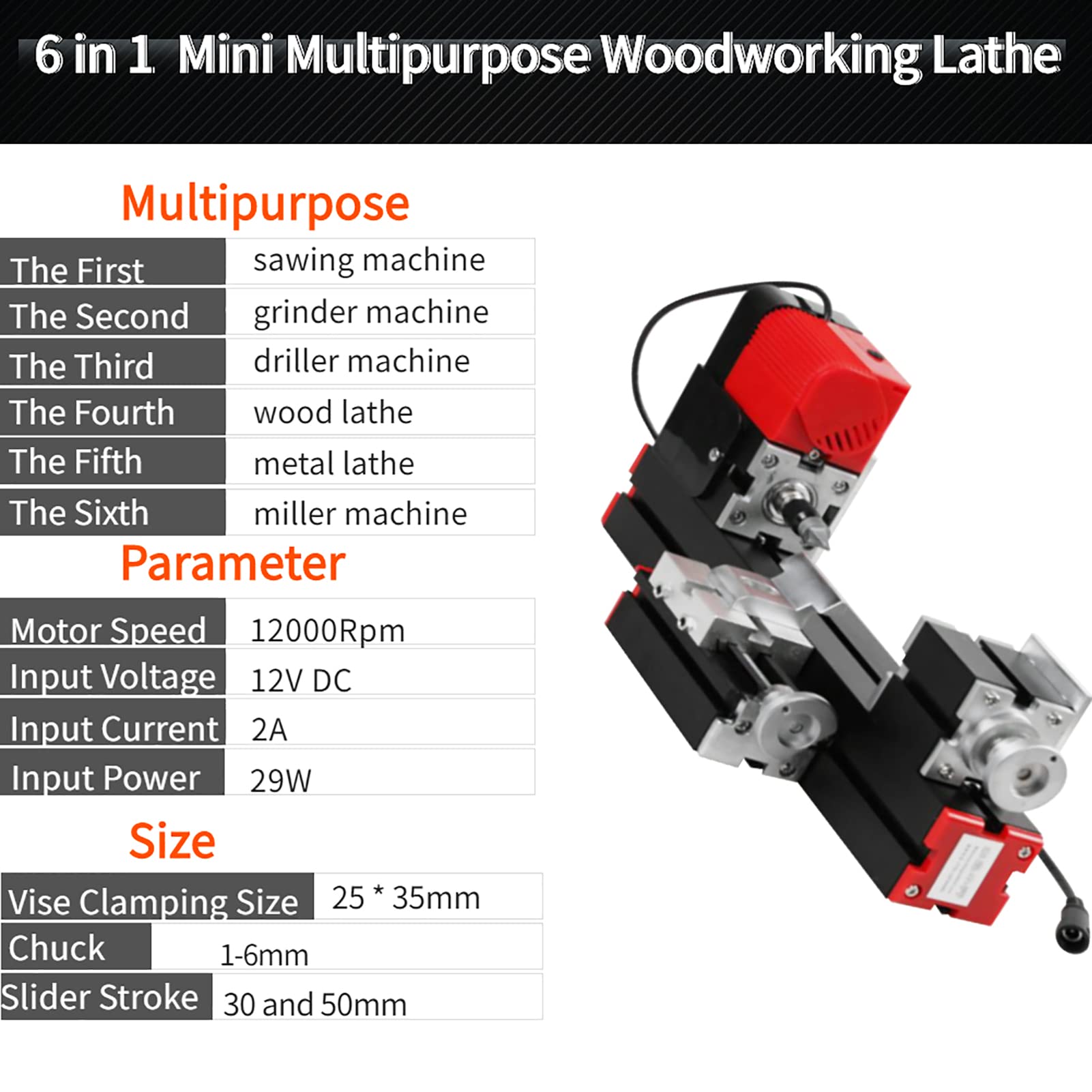 Mua 12000RPM 6 in 1Multipurpose Mini Lathe,Versatile Metal Lathe Tool, Motorized Jigsaw Grinder ...