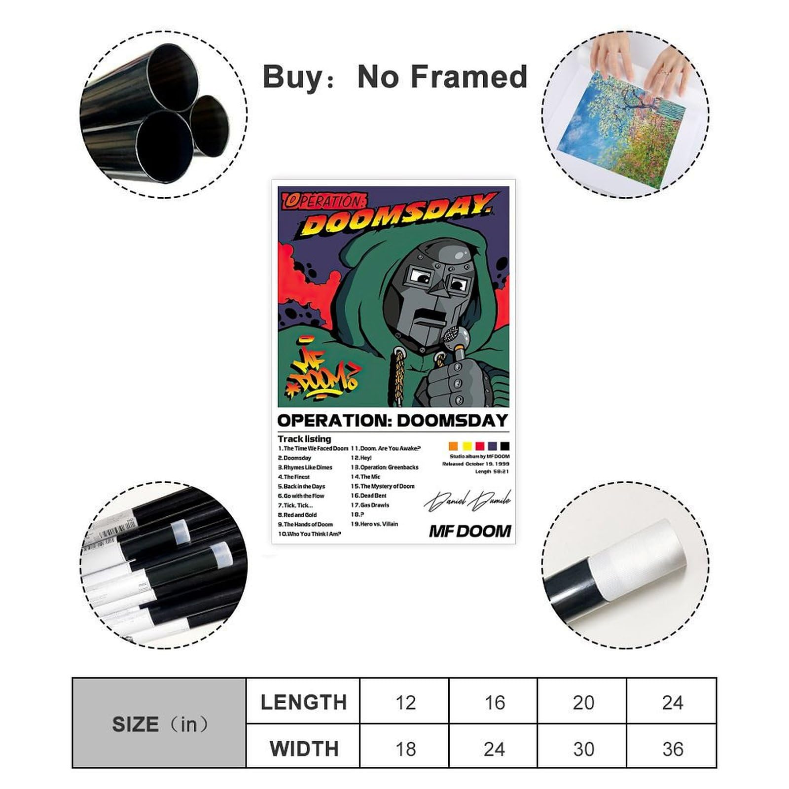 Liwaed MF DOOM Music Poster Operation Doomsday Canvas Poster Unframe ...