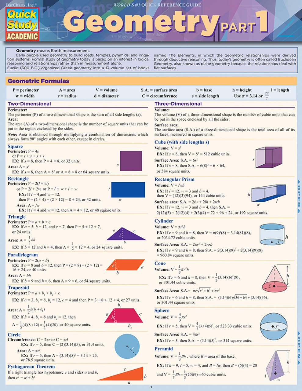 Mua Geometry Part 1 QuickStudy Laminated Reference Guide (Quick Study ...