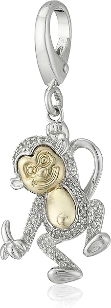 Amazon.com: Sterling Silver and 14k Yellow Gold Diamond Accent Monkey ...