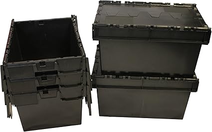 5 Black New Large Removal Storage Crates Box Container 54L: Amazon.co ...