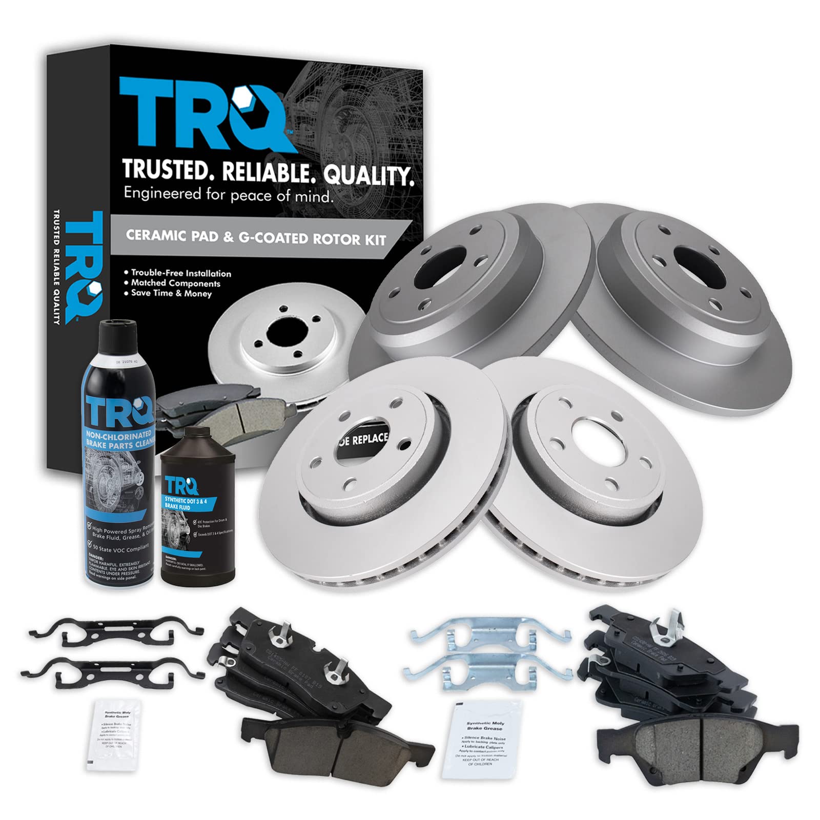 TRQ Front and Rear Brake Pad & Rotor Kit Brake Chemical Kit Brake Pads ...