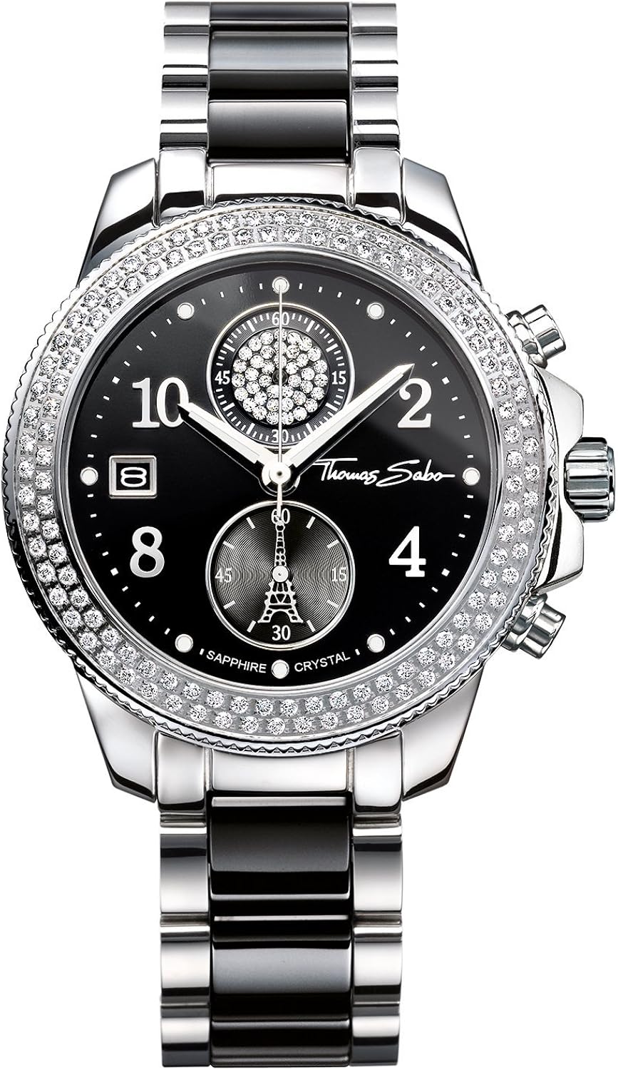 Thomas Sabo Women's Watch Glam Chrono silver black Analogue Quartz ...