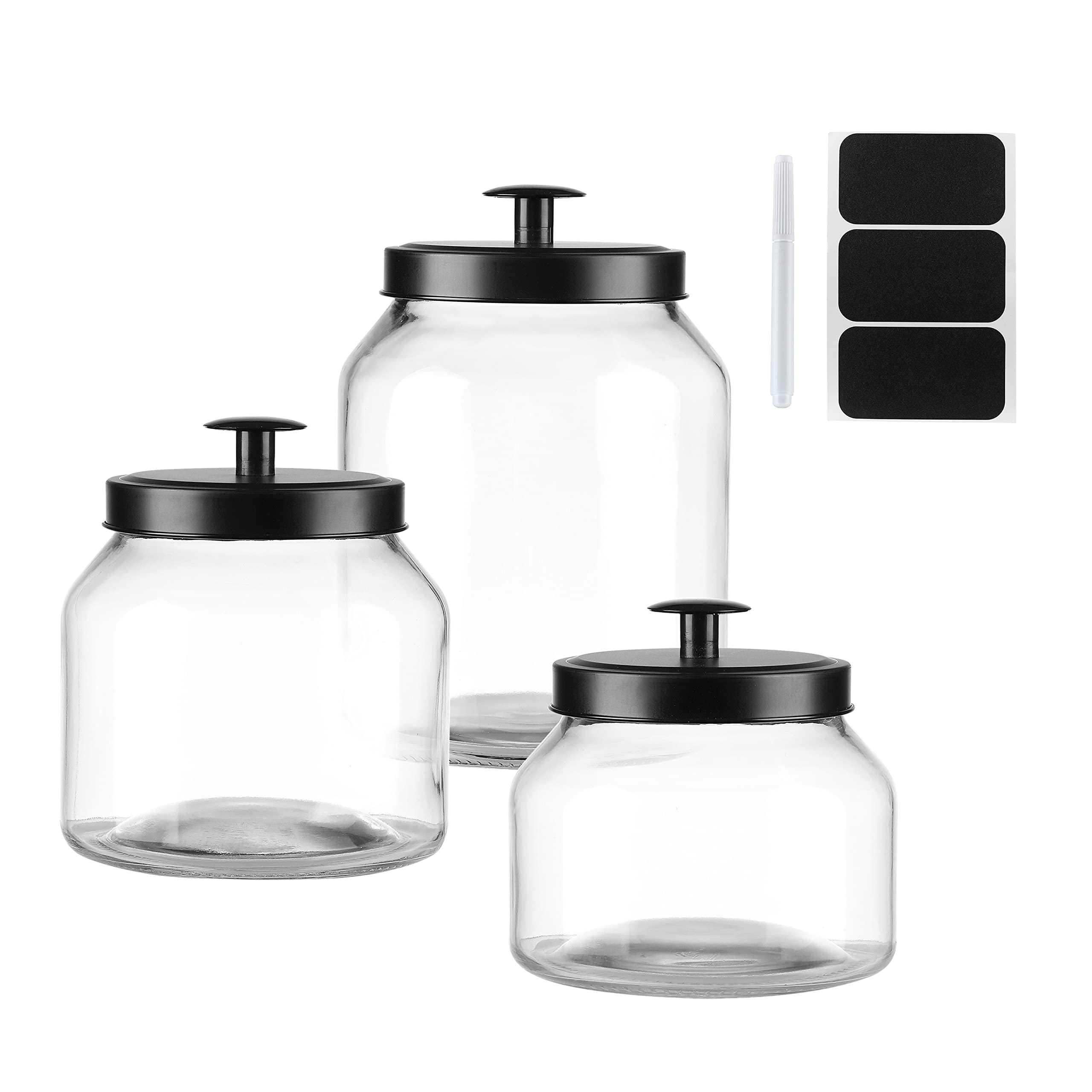 Clear Glass Kitchen Canister Set, Cookie Jar, Food Storage Container ...