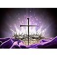 Amazon.com : Loccor Fabric 10x8ft Crucifixion of Jesus Backdrop Crown of Thorns Cross Nail Holy ...