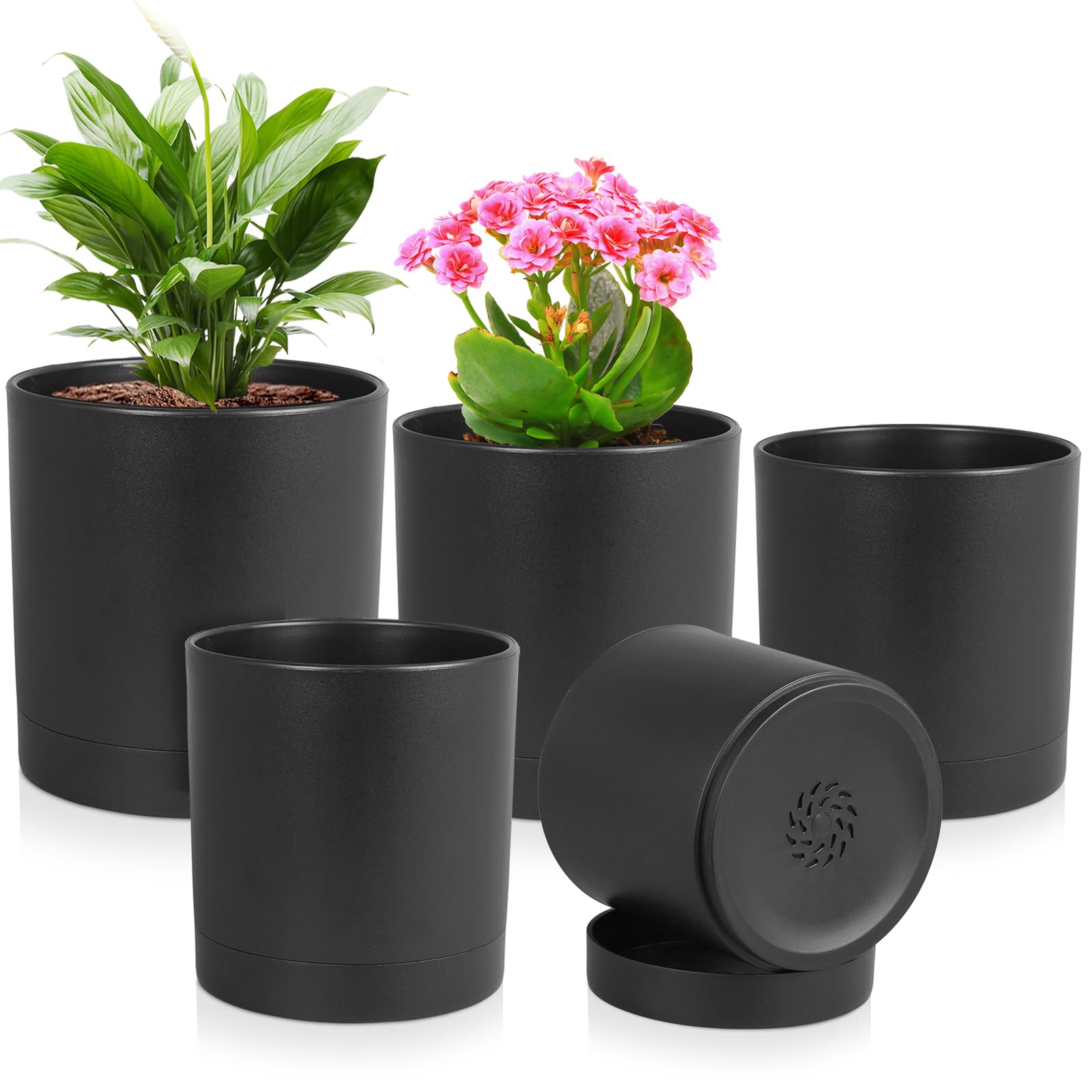 Meowell 7/6.5/6/5/4 inch Plant Pots for Small Indoor Outdoor Plants, 5 ...