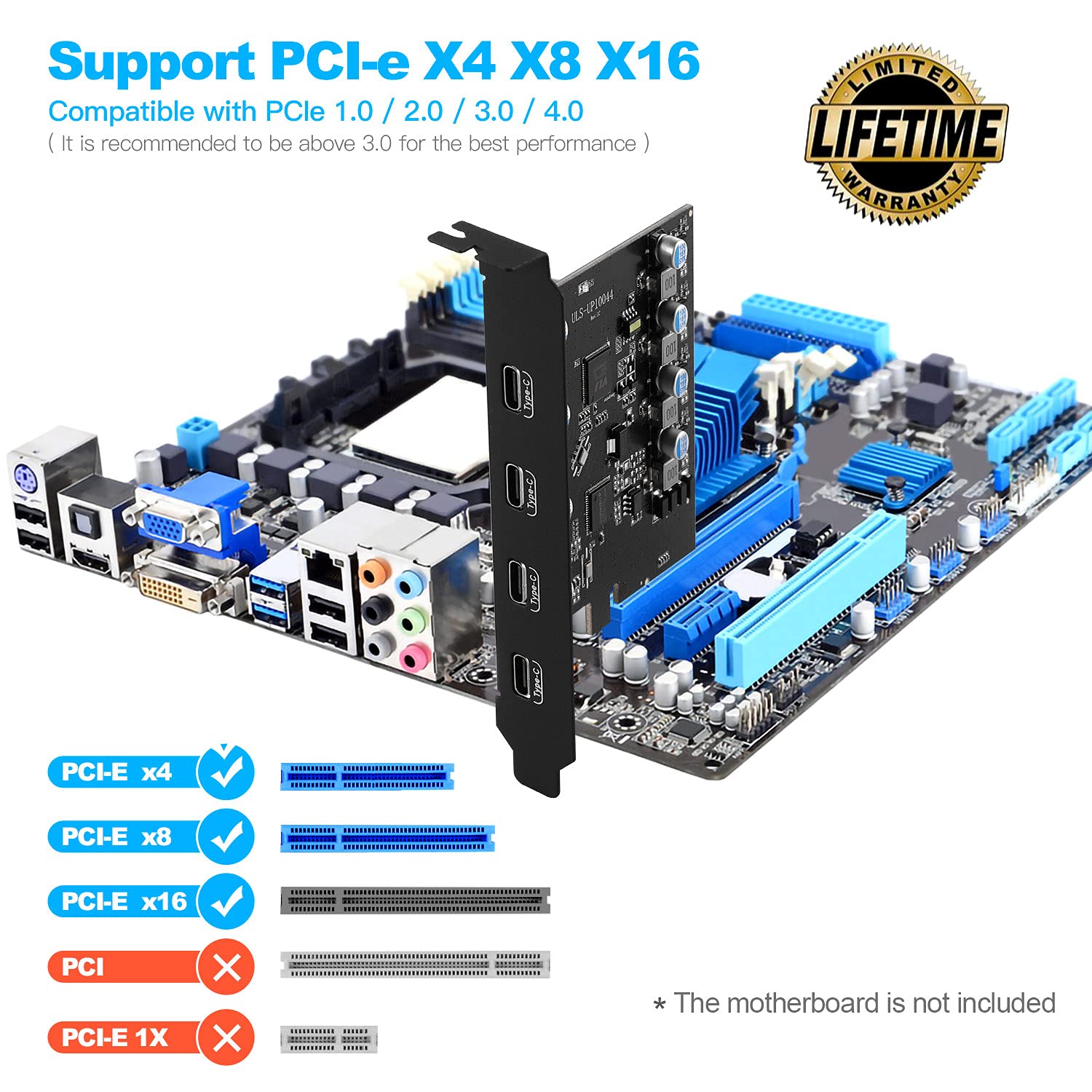 Mua PCIe Gen3 x2 USB 3.2/3.1カード ASM3142- PCI Express to 4ポート Type C HUB ...