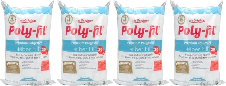 Amazon.com: Poly-Fil 100% Polyester Fiber Fill 20 Ounce - 4 Bags ...