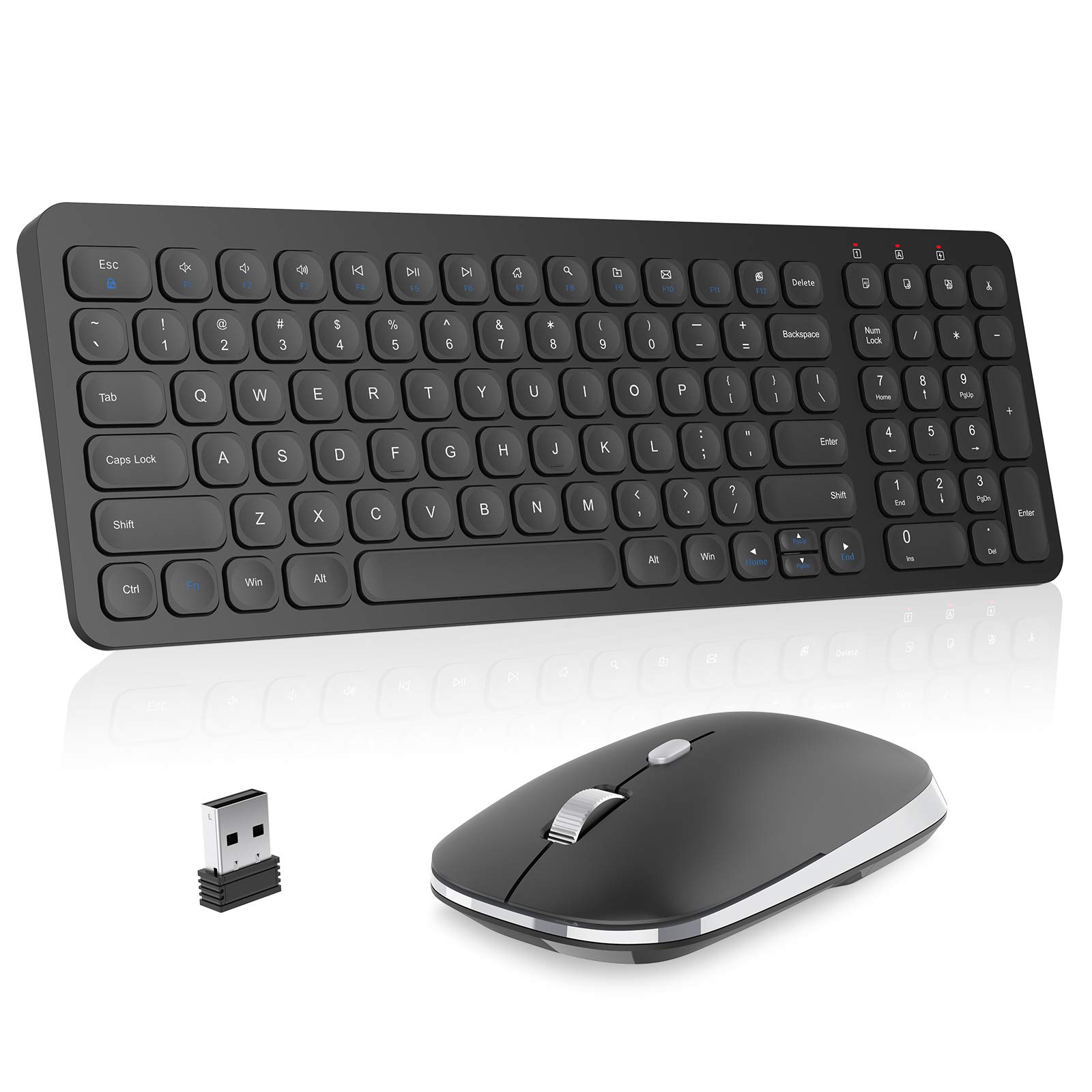 cimetech Wireless Keyboard Mouse Combo, Compact Full Size Wireless ...