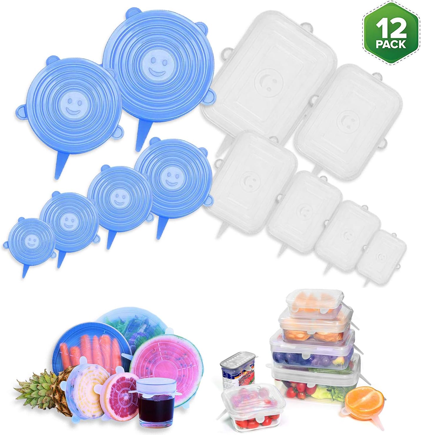 Amazon.com: Farielyn-X 12 Pack Silicone Stretch Lids rectangular ...