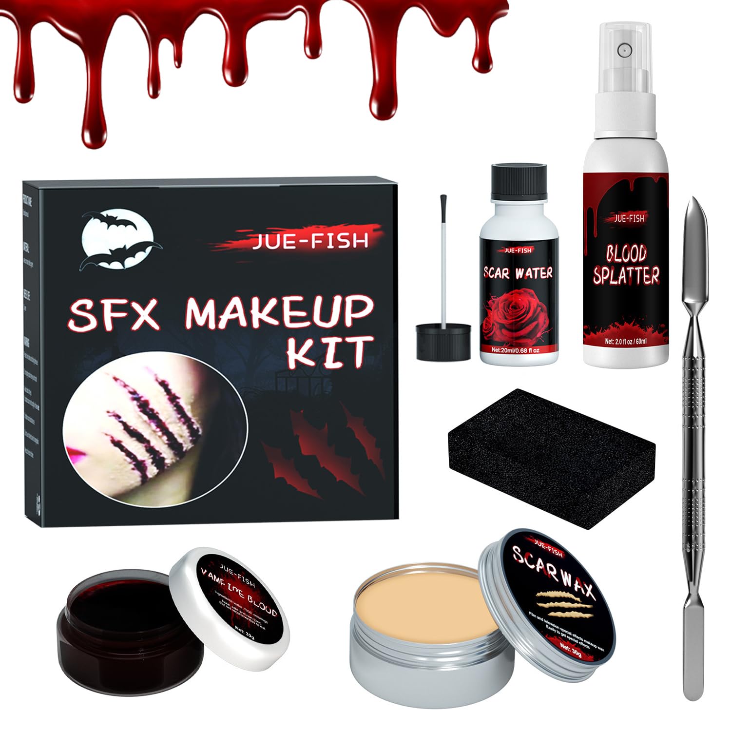 Mua Halloween SFX Makeup Kit Scars Wax, 2.1Oz Fake Blood Spray, 1.67Oz ...