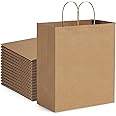 Amazon.com: BagDream 10x6.75x12 100Pcs Brown Paper Bags with Handles ...