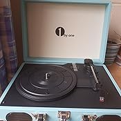 1byone Belt-Drive 3-Speed Portable Vinyl Turntable with: Amazon.co.uk ...