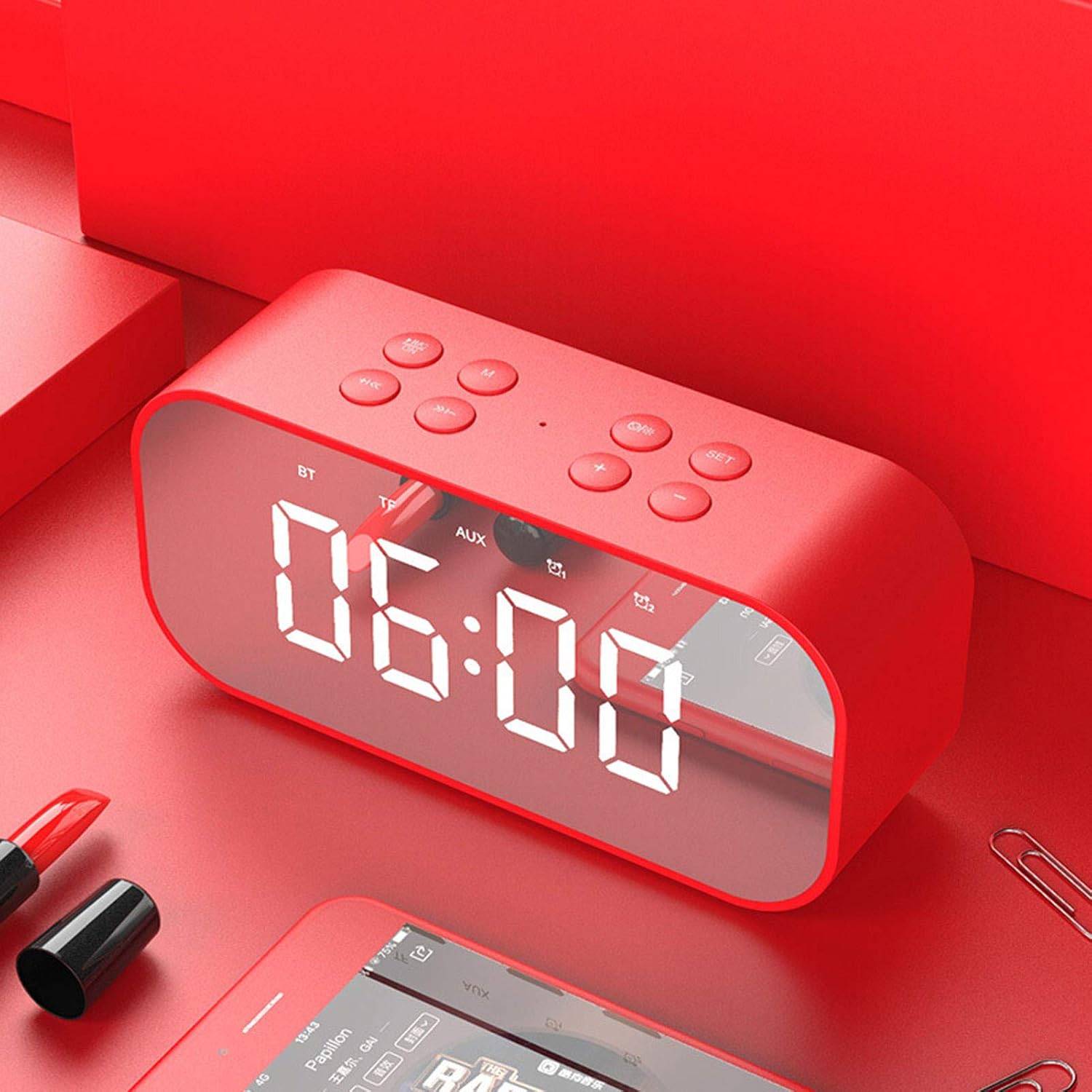 Digital Wecker Bluetooth Audio Wecker Mini Lautsprecher Spiegel Wecker ...