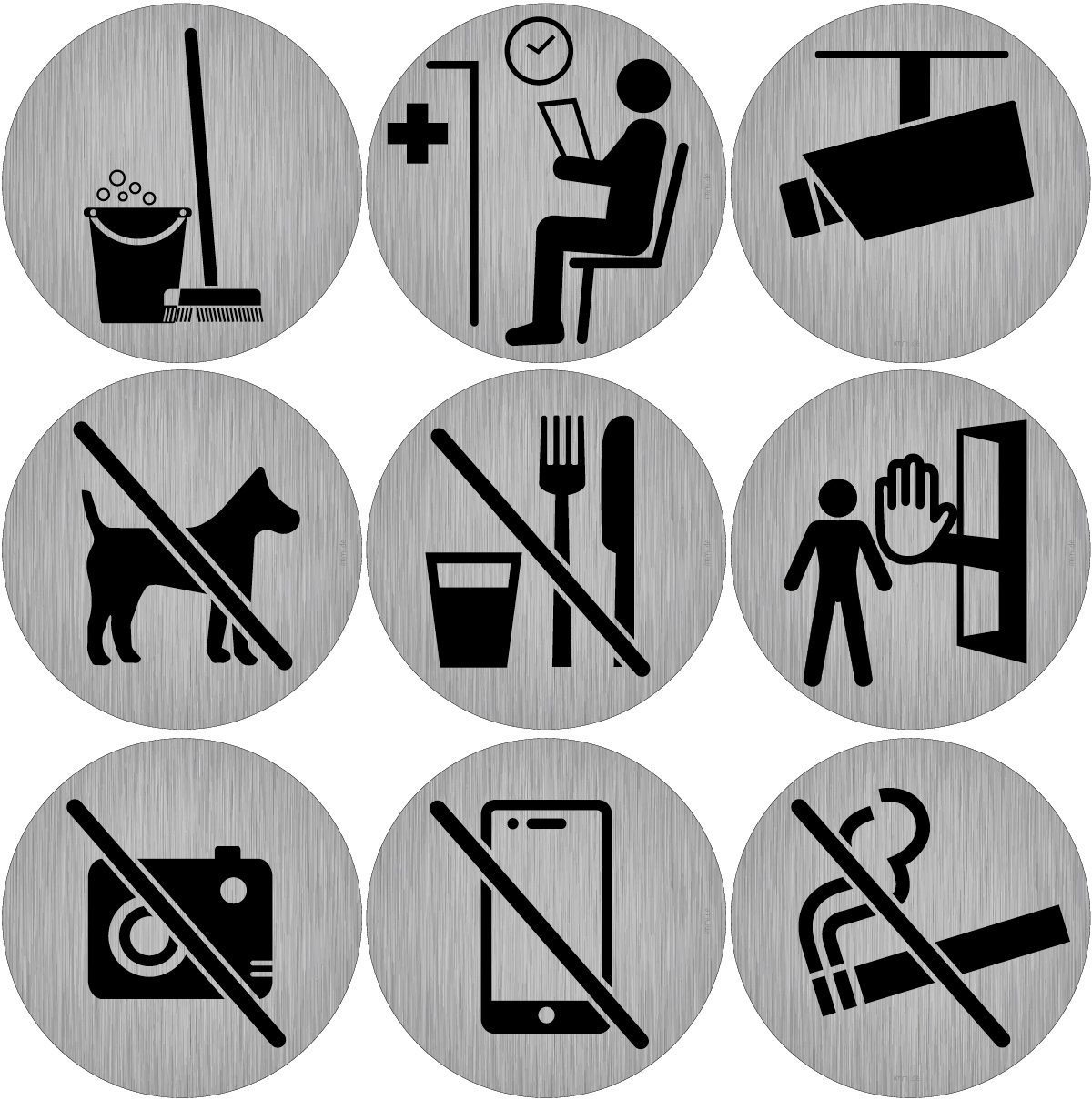 Buy Toilet Sign 8 Modern Toilet Signs Round Stickers in Stainless Steel ...