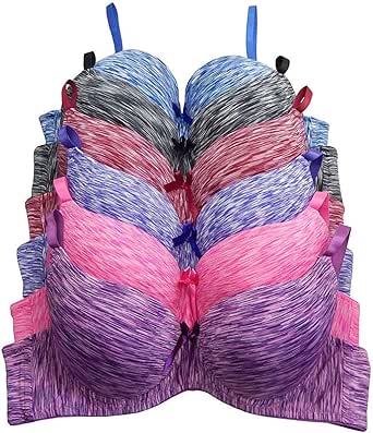 Iheyi 6 Pieces Plus Size Wired Full Cup/Demi Lace Plain Light Padded D ...