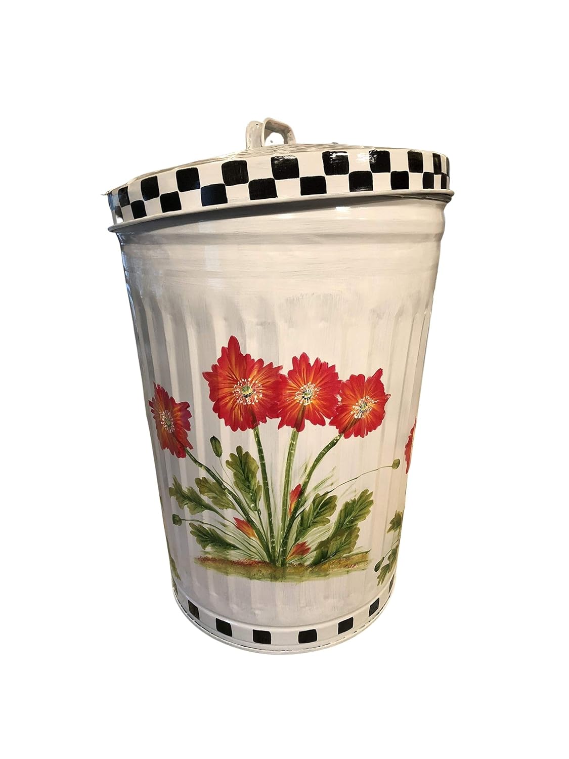 20 Gallon Hand Painted Galvanized Trash Can Decorative Garbage Can
