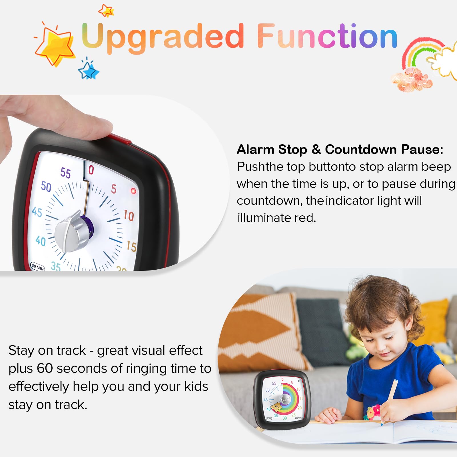 Mua Secura 60-Minute Visual Timer, Silent Study Timer for Kids and ...