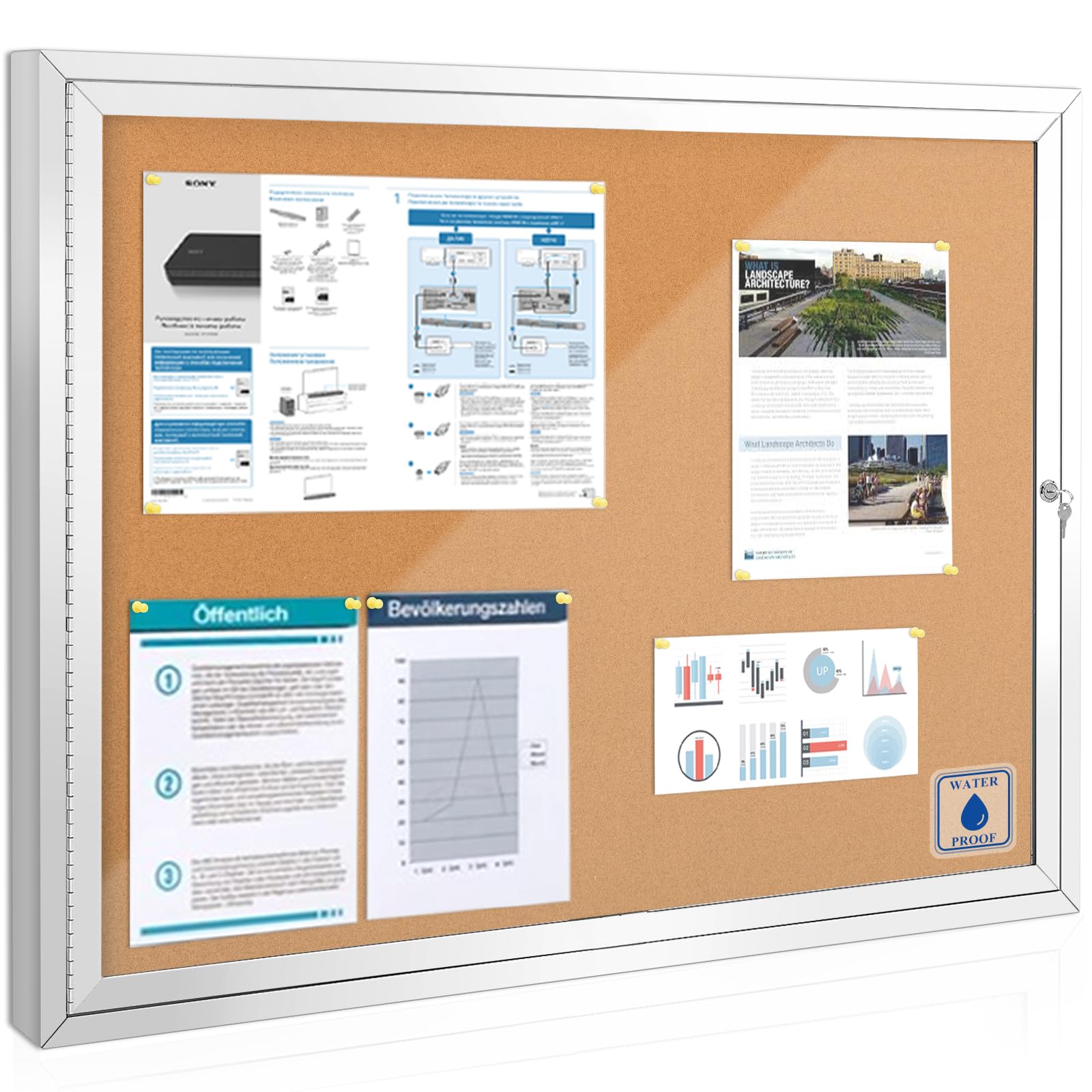 Swansea Enclosed Bulletin Board Grey Felt Displays Boards Weather ...
