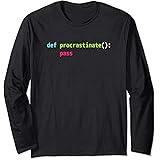 Amazon.com: Funny Python Code Pun Design - def procrastinate pass T-Shirt : Clothing, Shoes ...