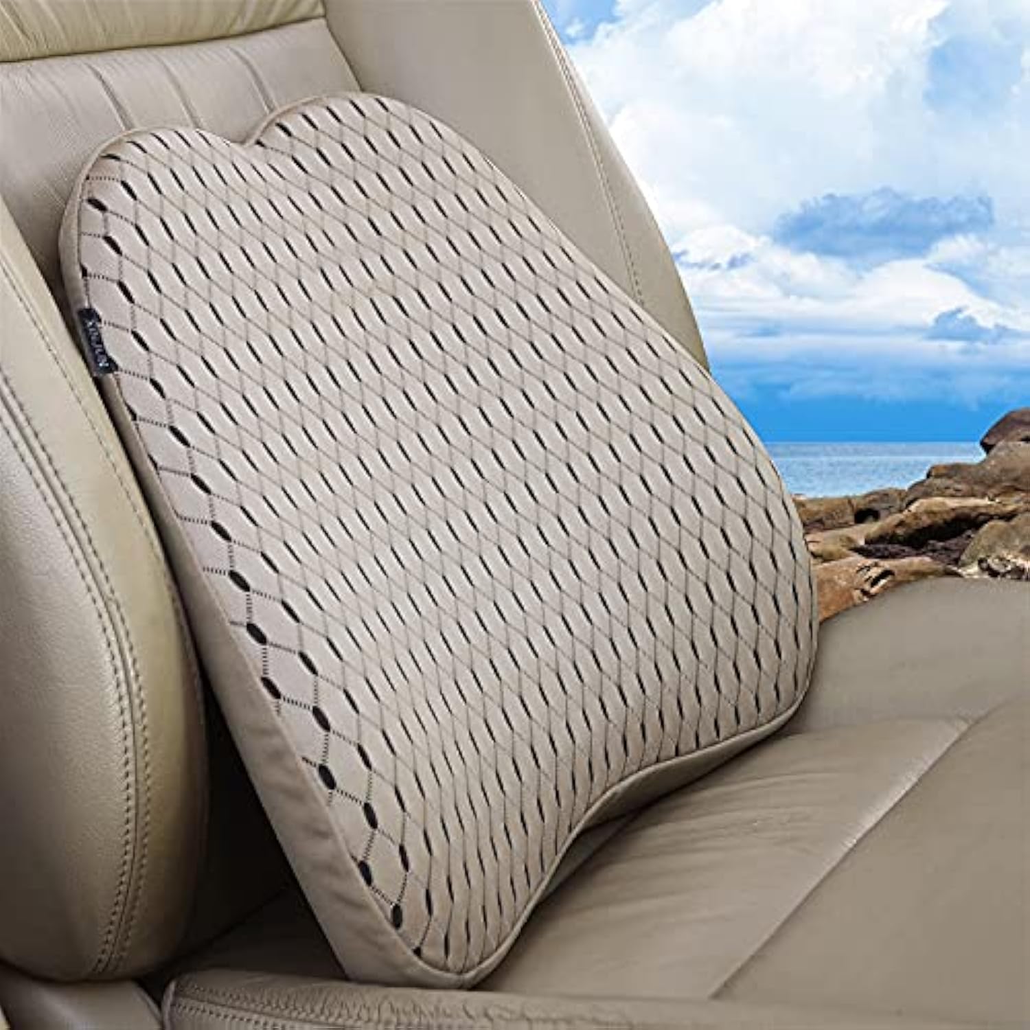 XINJUN Memory Foam car Lumbar Support Pillow - Memory Foam Back Cushion ...