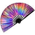 Amazon.com: dmjuncong 1Pcs Large Folding Hand Rave Fan,Clack Handheld ...