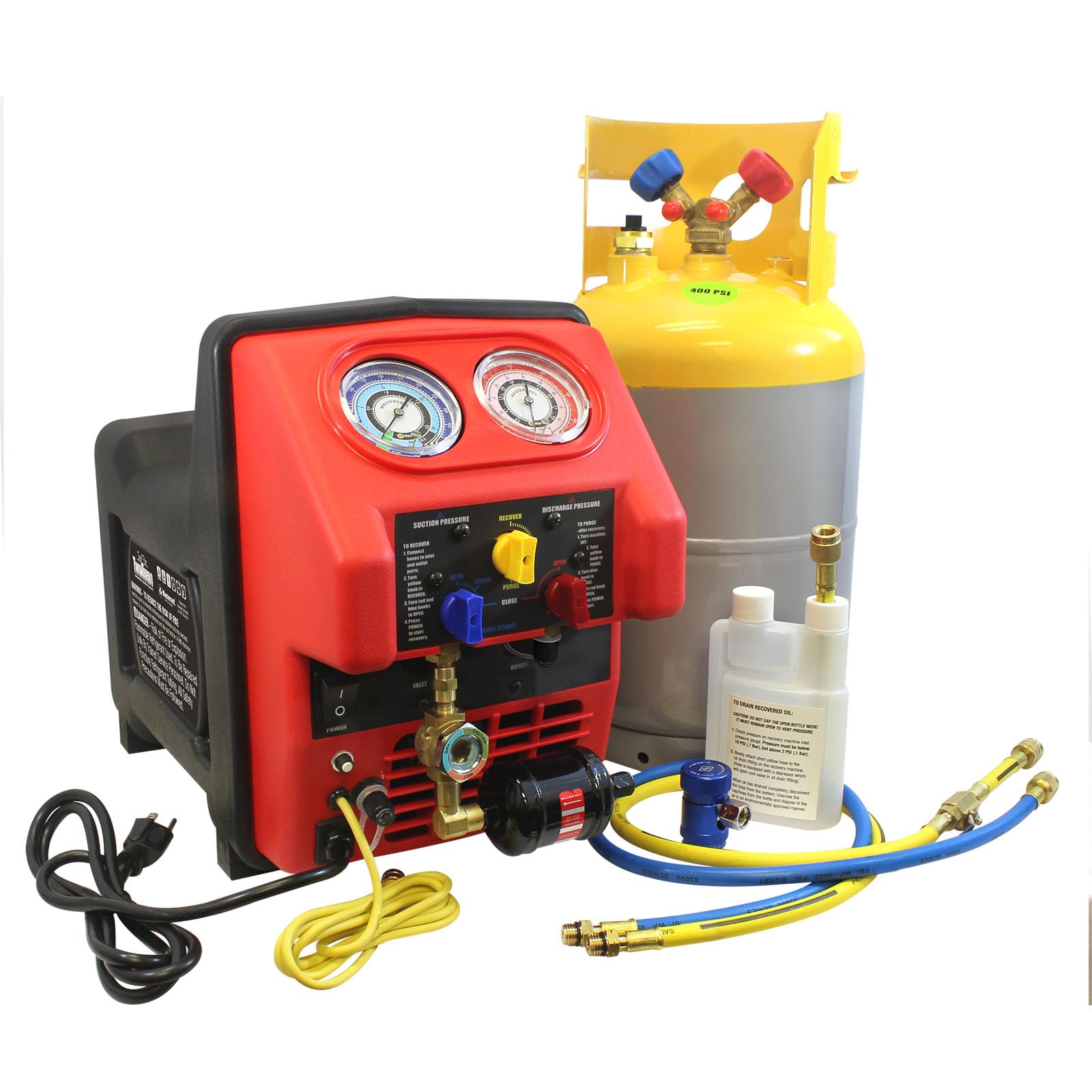 Mastercool 69360-YF Spark-Free Twin Turbo Refrigerant Recovery Machine ...