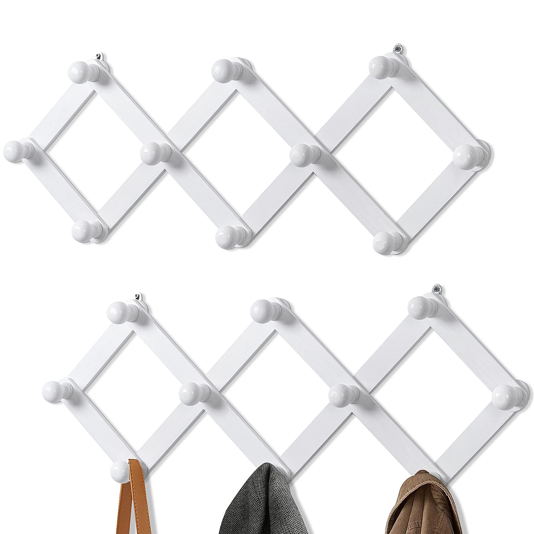 TRSPCWR 2 Pack Accordion Wall Hanger, Expandable Coat Rack Wall Mounted ...