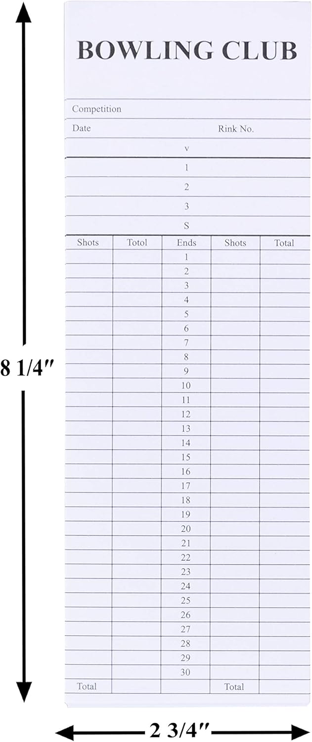 Acclaim Lawn Bowls Scorecards Scoring Pads Score Cards 500 Single Sided ...