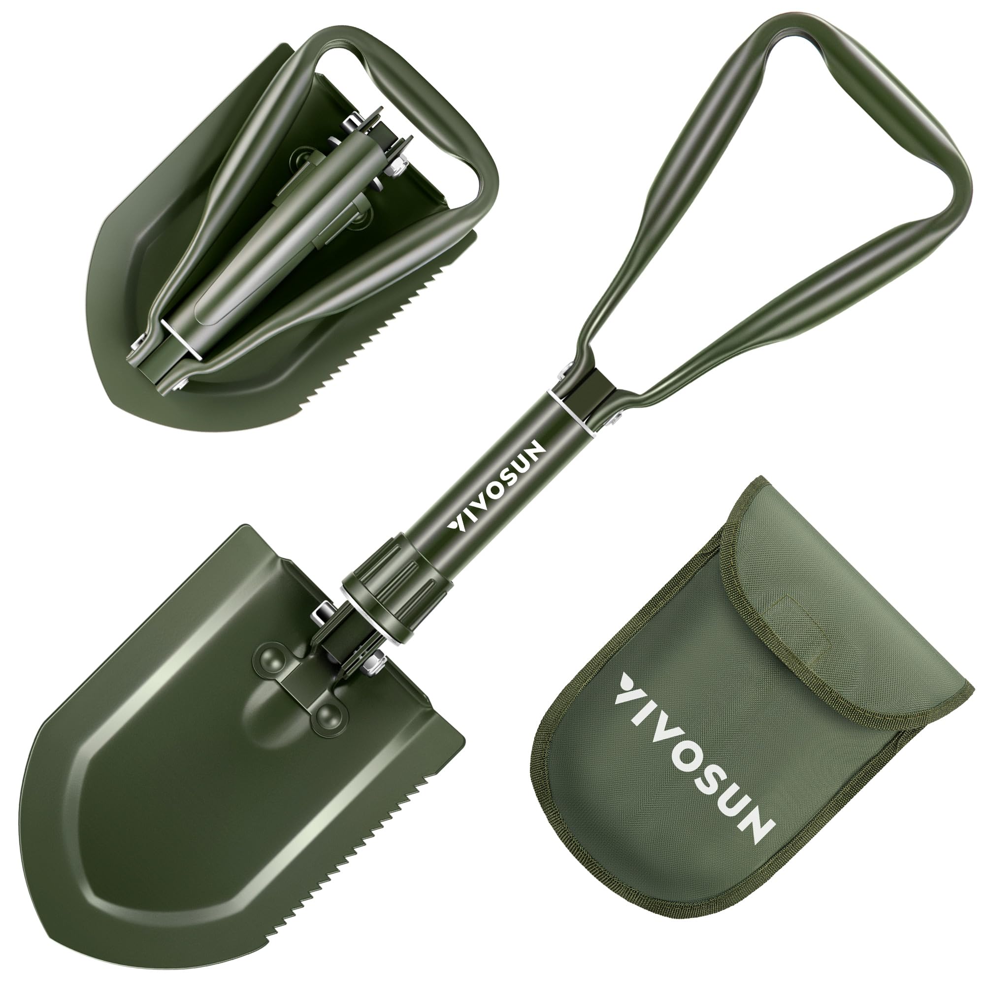 VIVOSUN Folding Survival Shovel, 22'' Camping Shovel, Military Portable ...