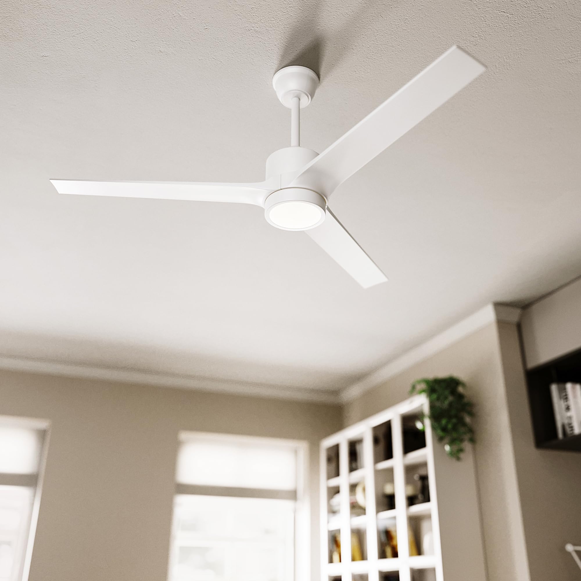 HUIMAN 52" White Ceiling Fans with Lights and Remote with Memory ...