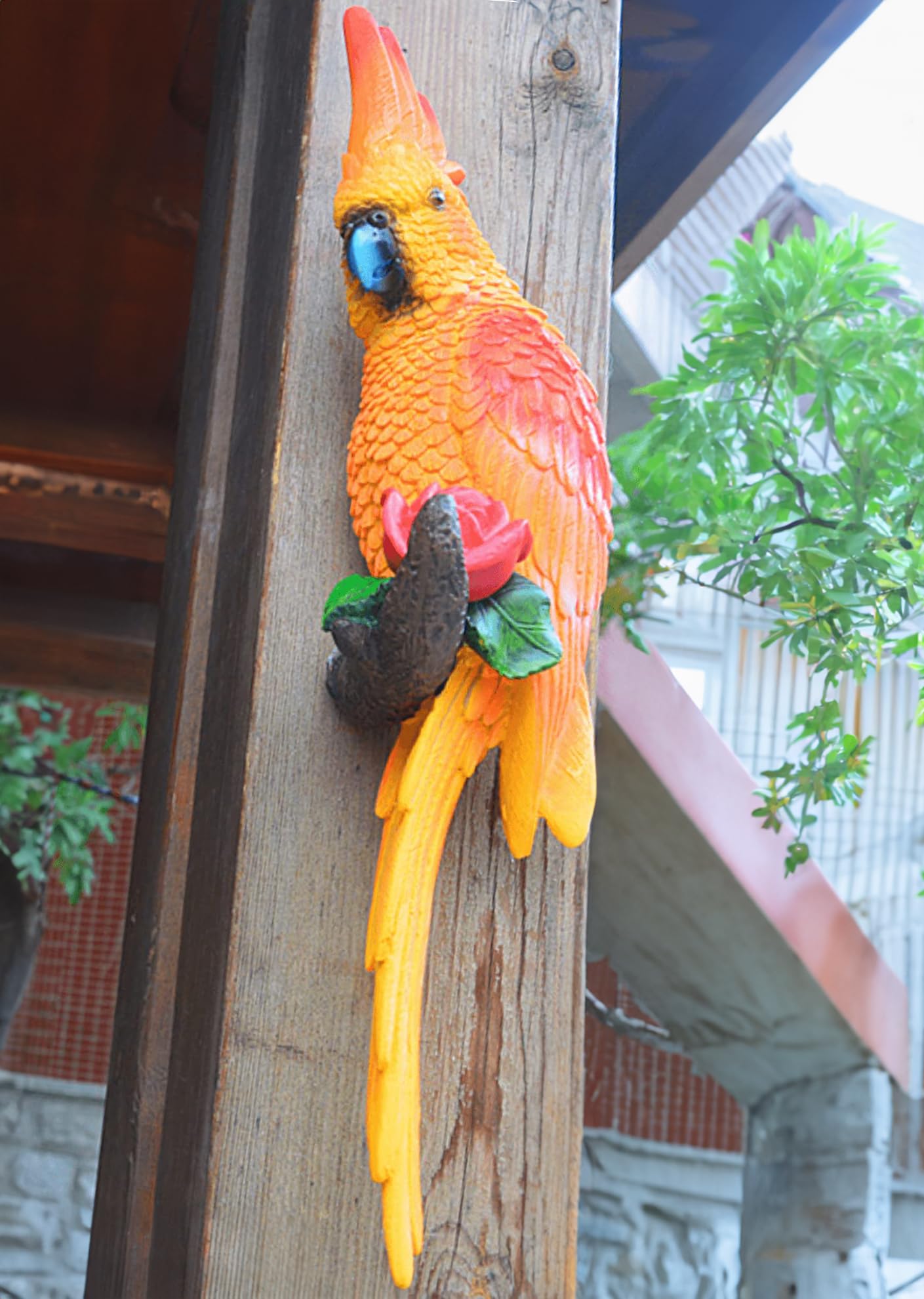 Teaeeno Real Resin Wall Bird Statue Decor,Real Parrot Sculpture Home ...
