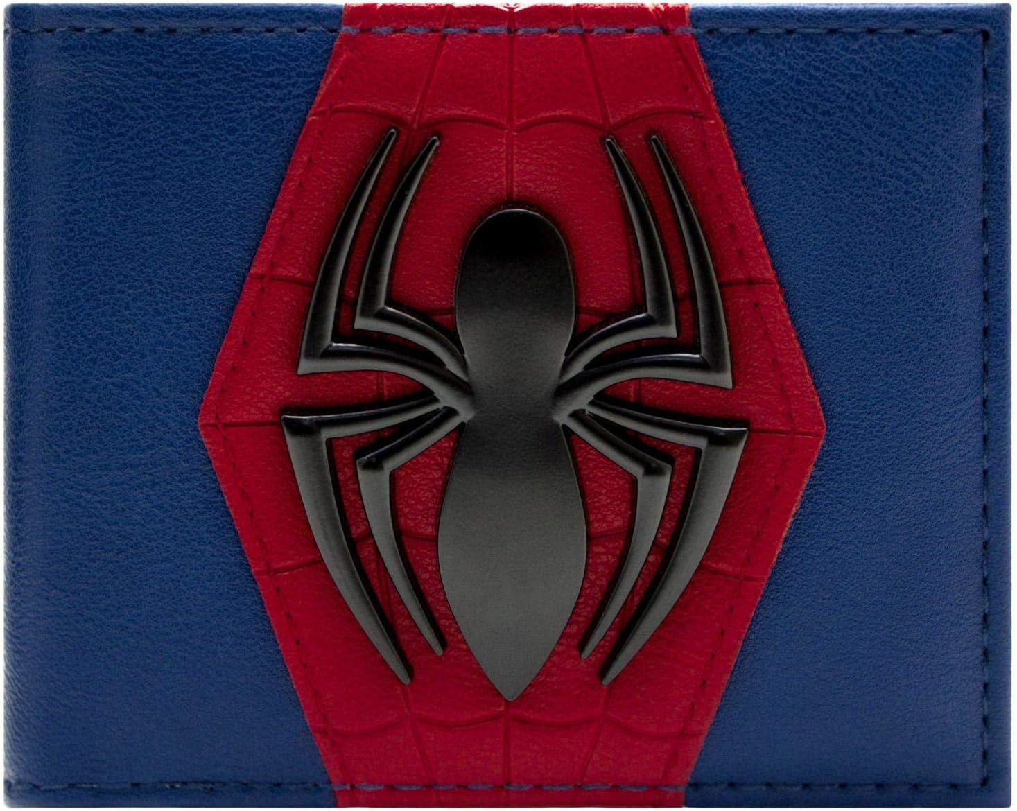 Homecoming Spider-Man Suit Symbol ID and Card Bi-Fold Wallet Blue ...