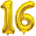 Amazon.com: Large Gold 16 Number Balloons, 40 Inch Jumbo Number 16 ...