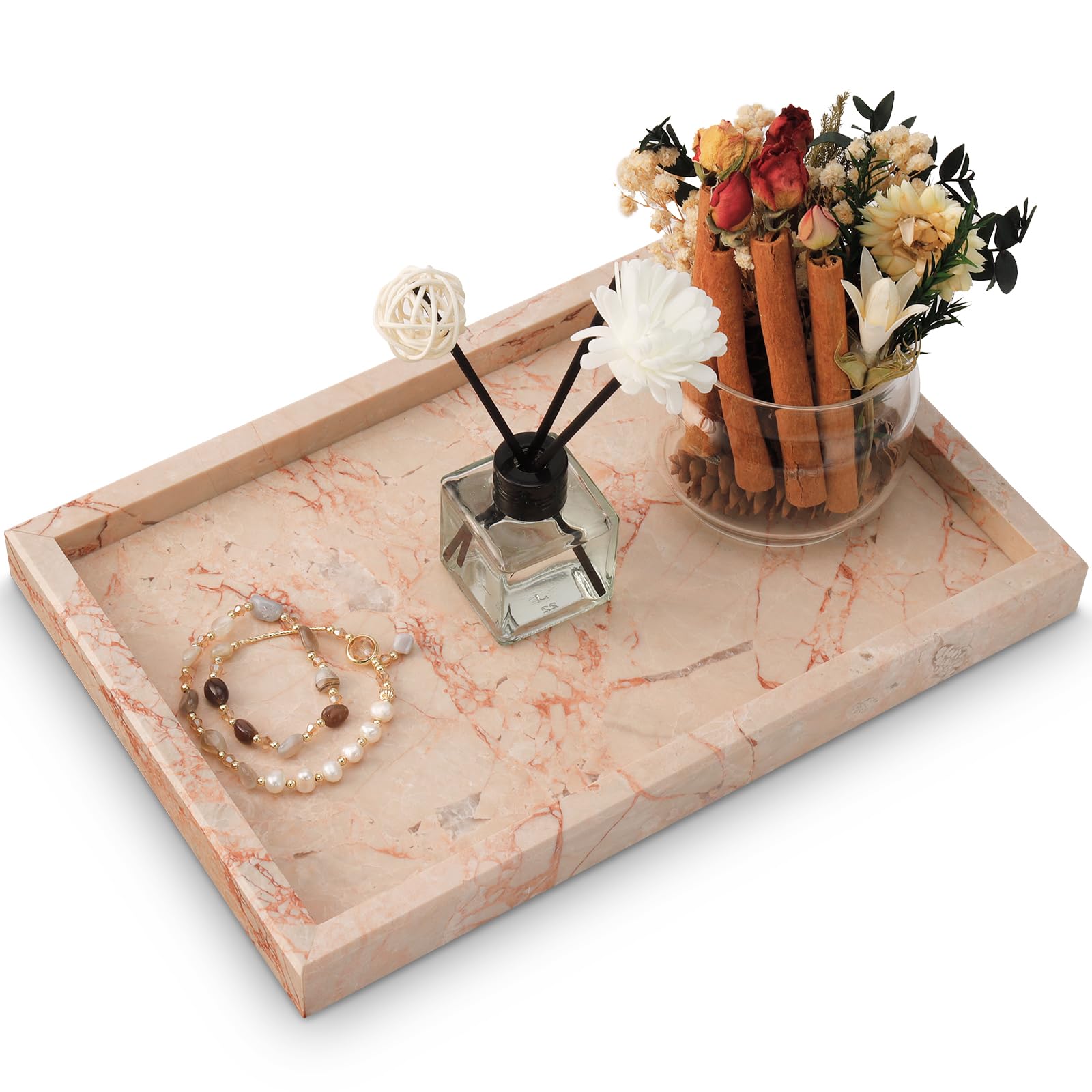 MULWR Marble Bathroom Tray,Pure Natural Vanity Tray,Marble Trays for ...