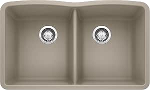 Amazon.com: BLANCO 441286 Diamond Silgranit 50/50 Double Bowl ...