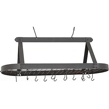 Amazon.com: Old Dutch Oval Pot Rack with Grid & 12 Hooks, Satin Copper ...