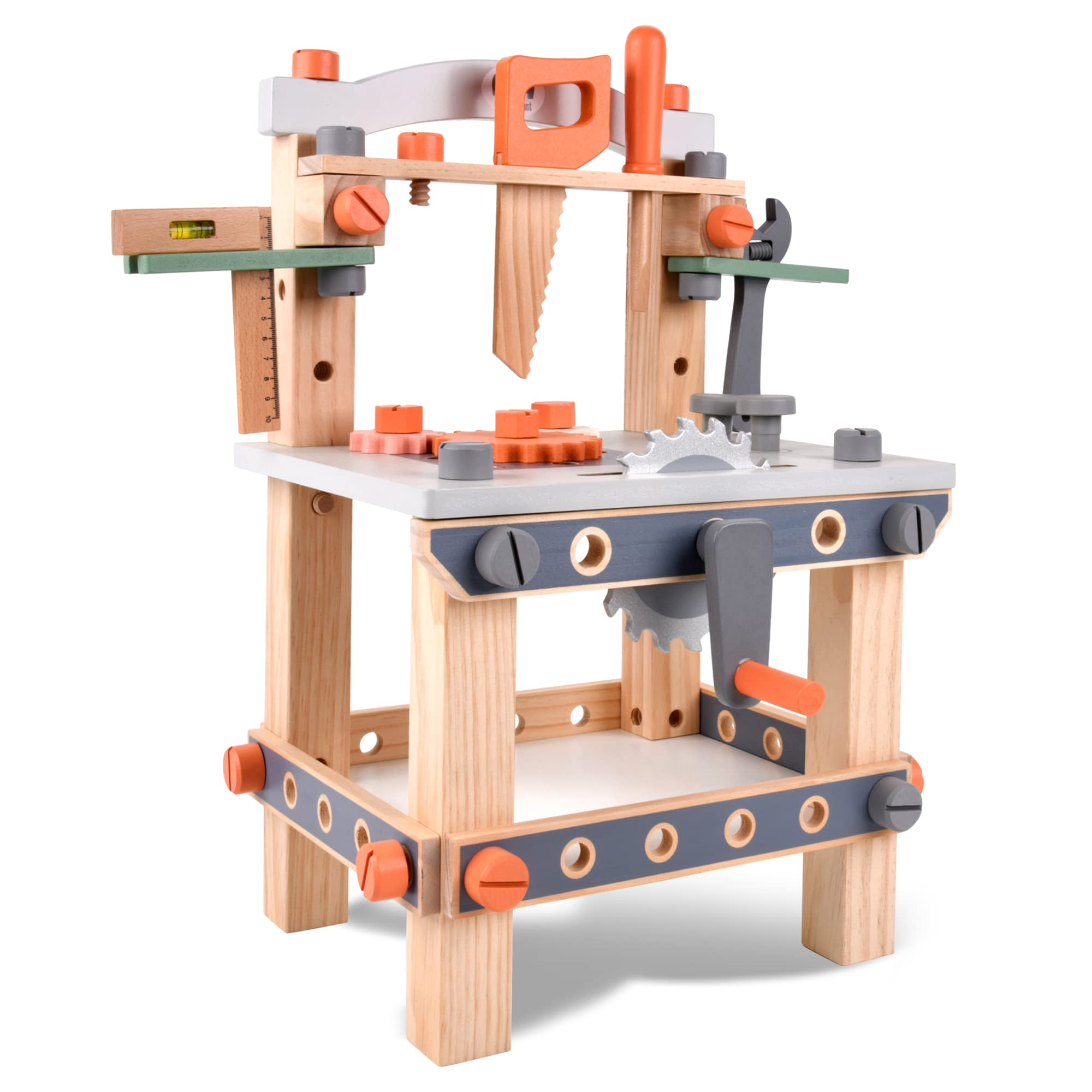 Wooden Tool Bench for Kids Toddlers, Pretend Play Workbench Set ...