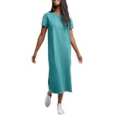 Hanes Originals Women's Garment Dyed Midi Dress, 100% Cotton Vintage ...