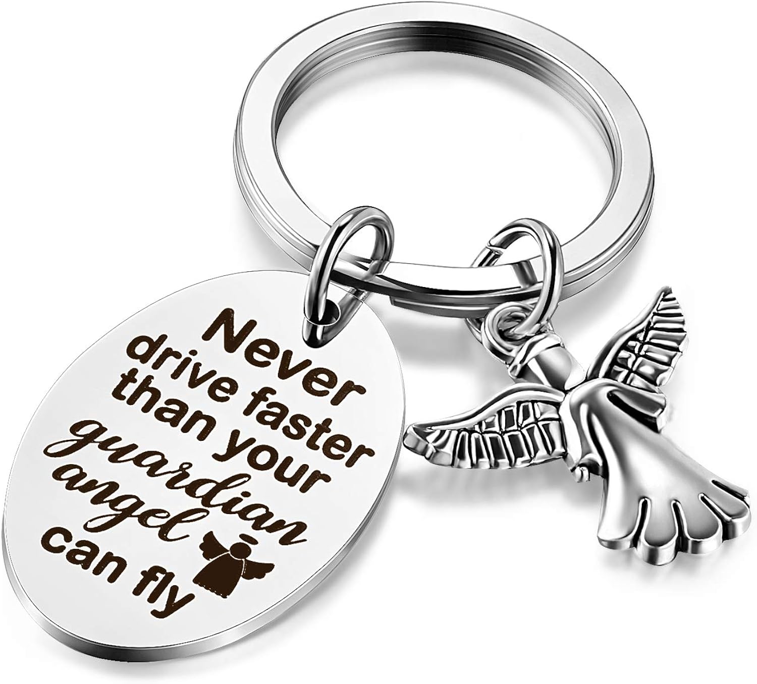 Hotop Sweet Guardian Keychain Angel Keychain New Driver Keychain Never ...