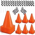 Amazon.com: 24 Pcs Traffic Cones and Racing Checkered Flags,12 Plastic ...