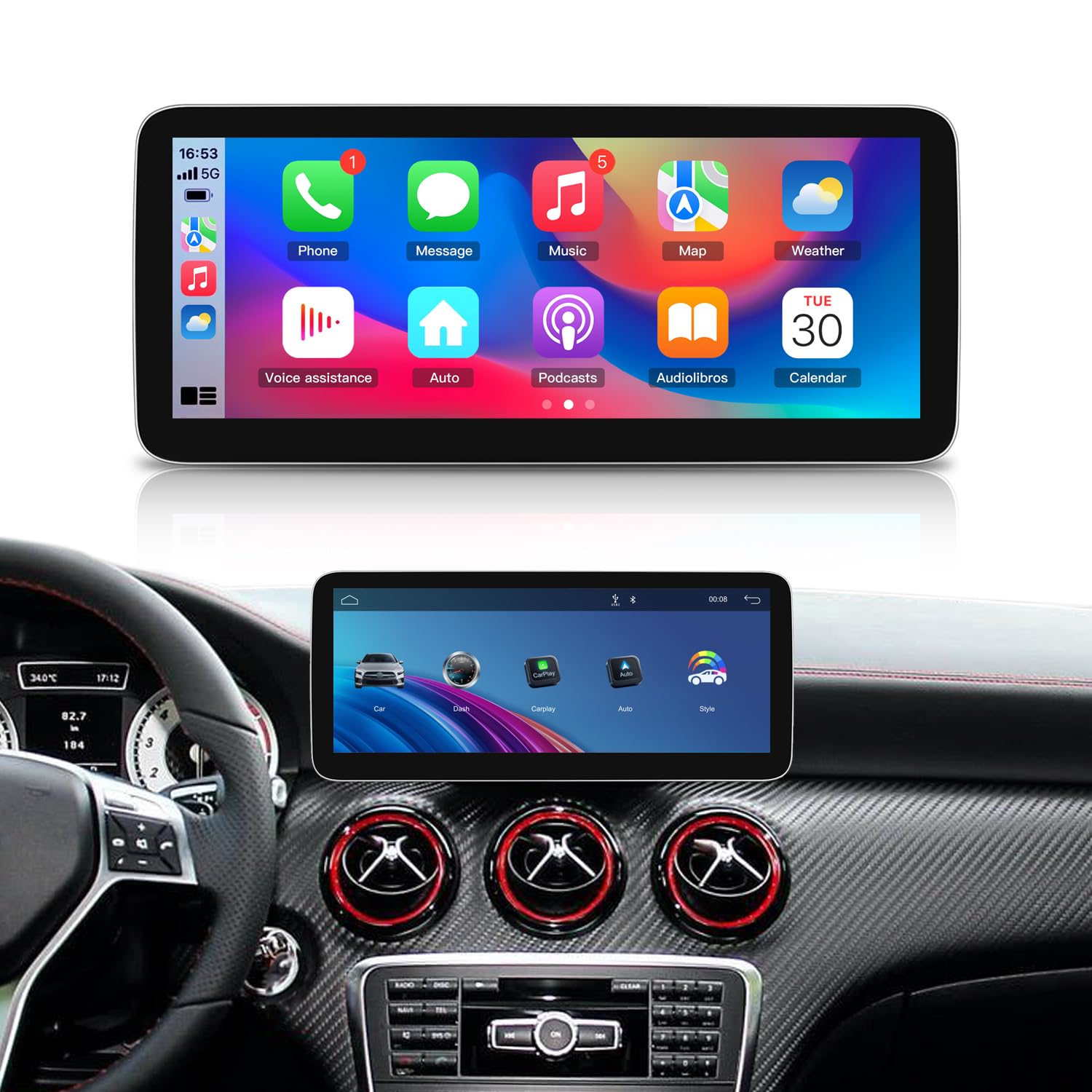Android Touch Screen Wireless Carplay Android Auto Car Multimedea ...
