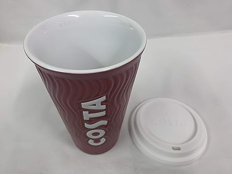 Costa Coffee Reusable Red Plastic Travel Mug Tumbler Cup, Double Wall ...