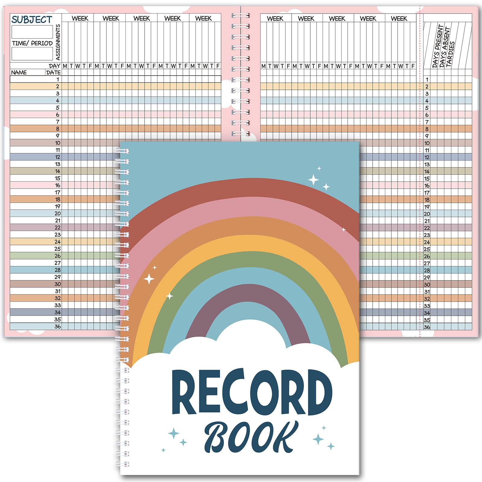 Fuyoooo Teacher Record Book Teacher Grade Books 2025-2026 Spiral Bound ...