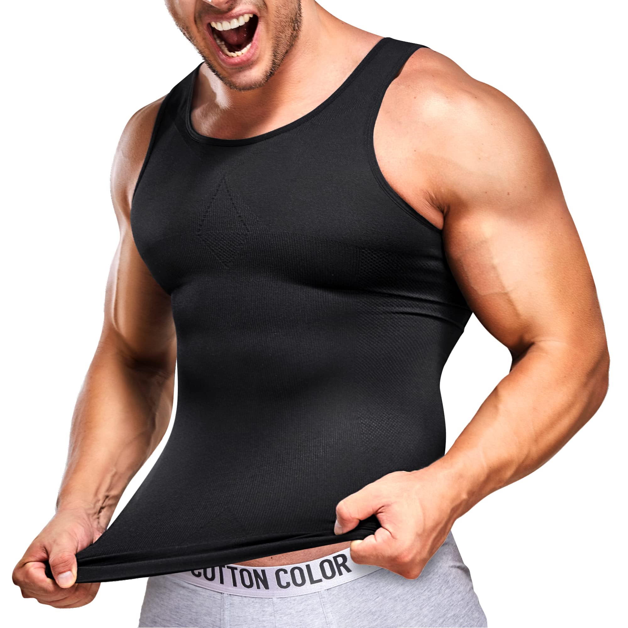 IFKODEI Mens Compression Shirts Slimming Body Shaper Workout Tank Top ...