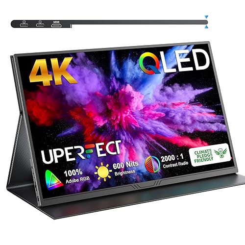 UPERFECT True 4K Portable Monitor QLED, 15.6” 600 Nits Laptop Monitor ...