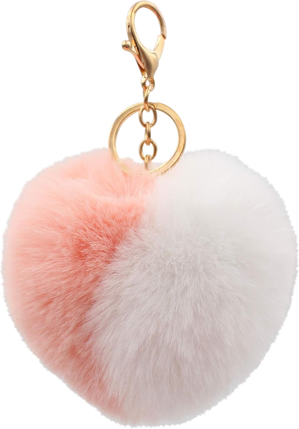 Amazon.com: REAL SIC Heart Pom Pom Keychain - Fuzzy Key Ring with Fake ...