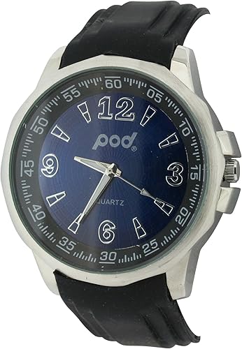 Pod Men's Quartz Watch with Blue Dial Analogue Display and Black ...